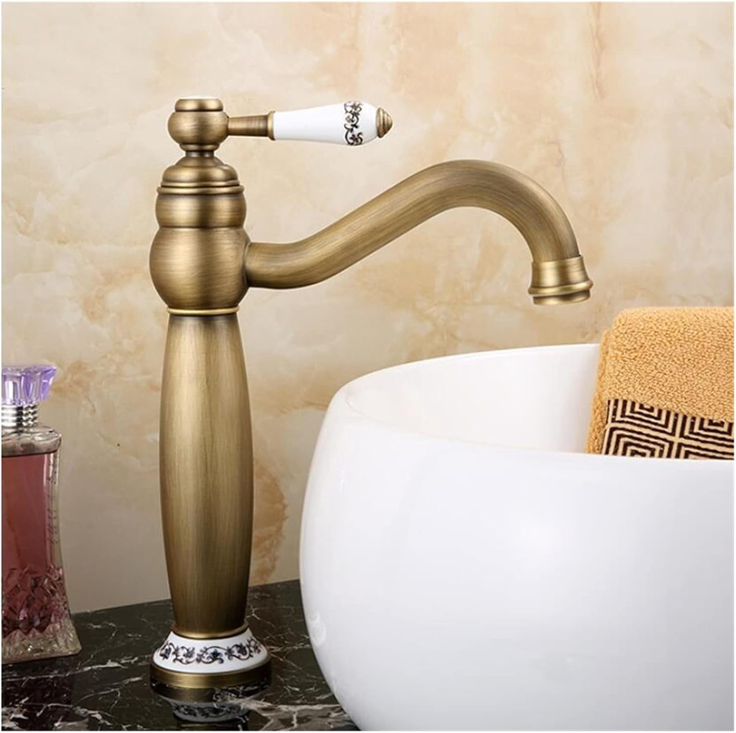 Basin Faucets Gold Solid Brass Bathroom Sink Faucet with Ceramic Single ...