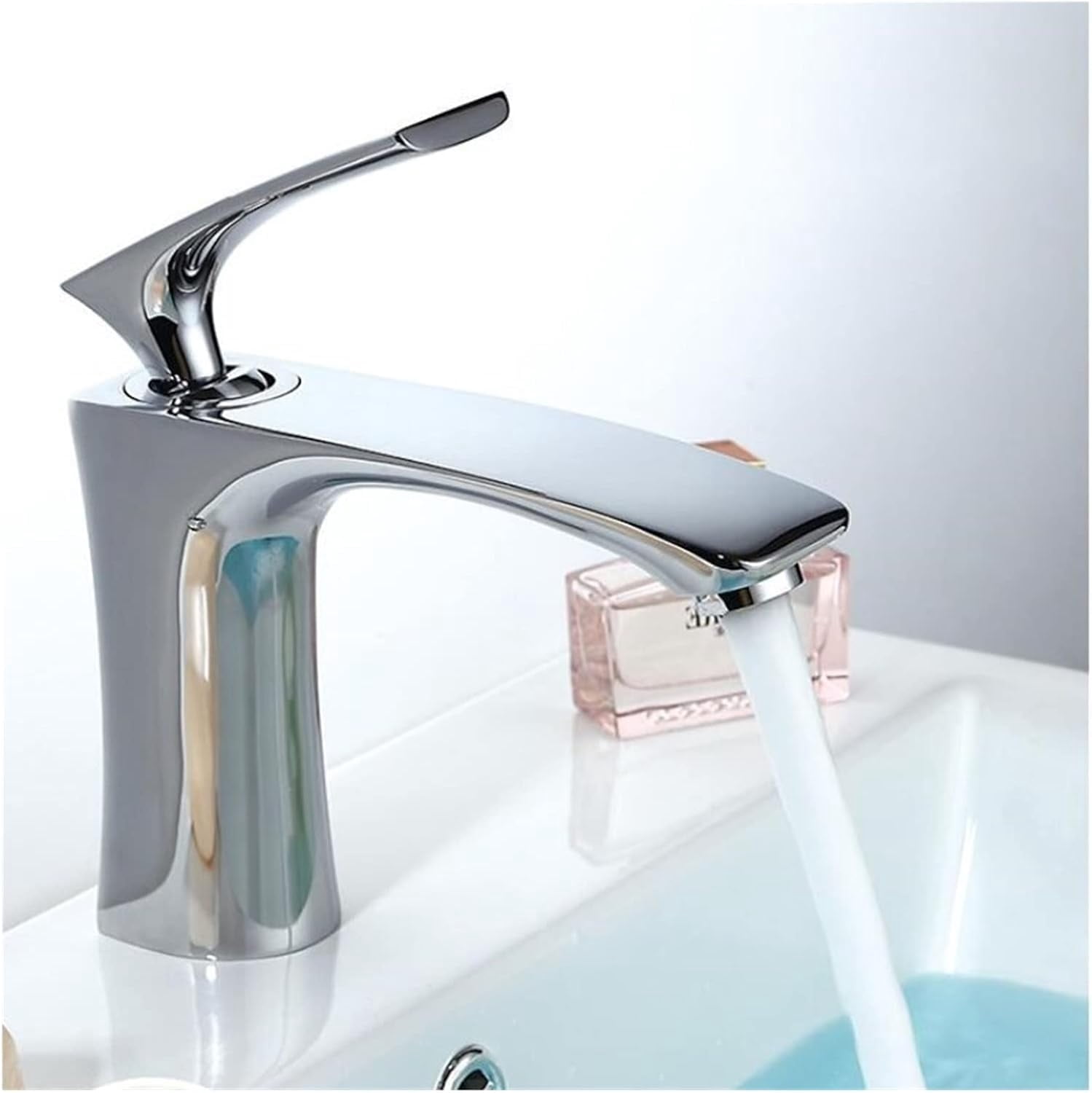 Basin Faucets Gold White Bathroom Sink Faucets Single Handle Hot Cold ...