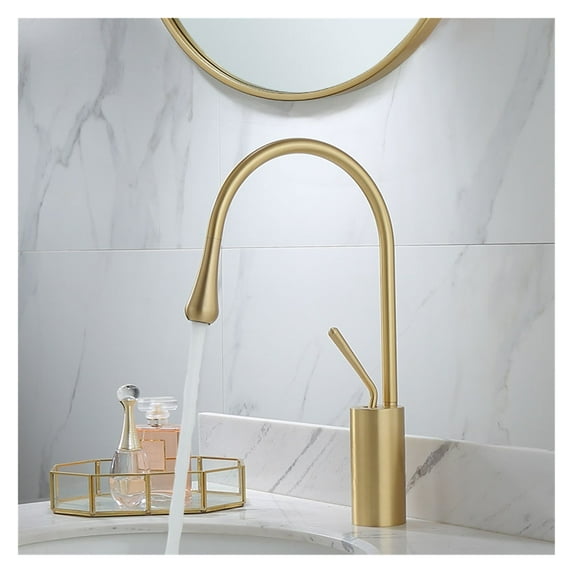 Basin Faucets Gold and Marble Sink Faucet Brass Faucet Single handle ...