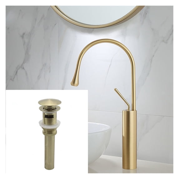 Basin Faucets Gold and Marble Sink Faucet Brass Faucet Single handle ...
