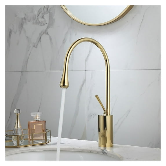 Basin Faucets Gold and Marble Sink Faucet Brass Faucet Single handle ...