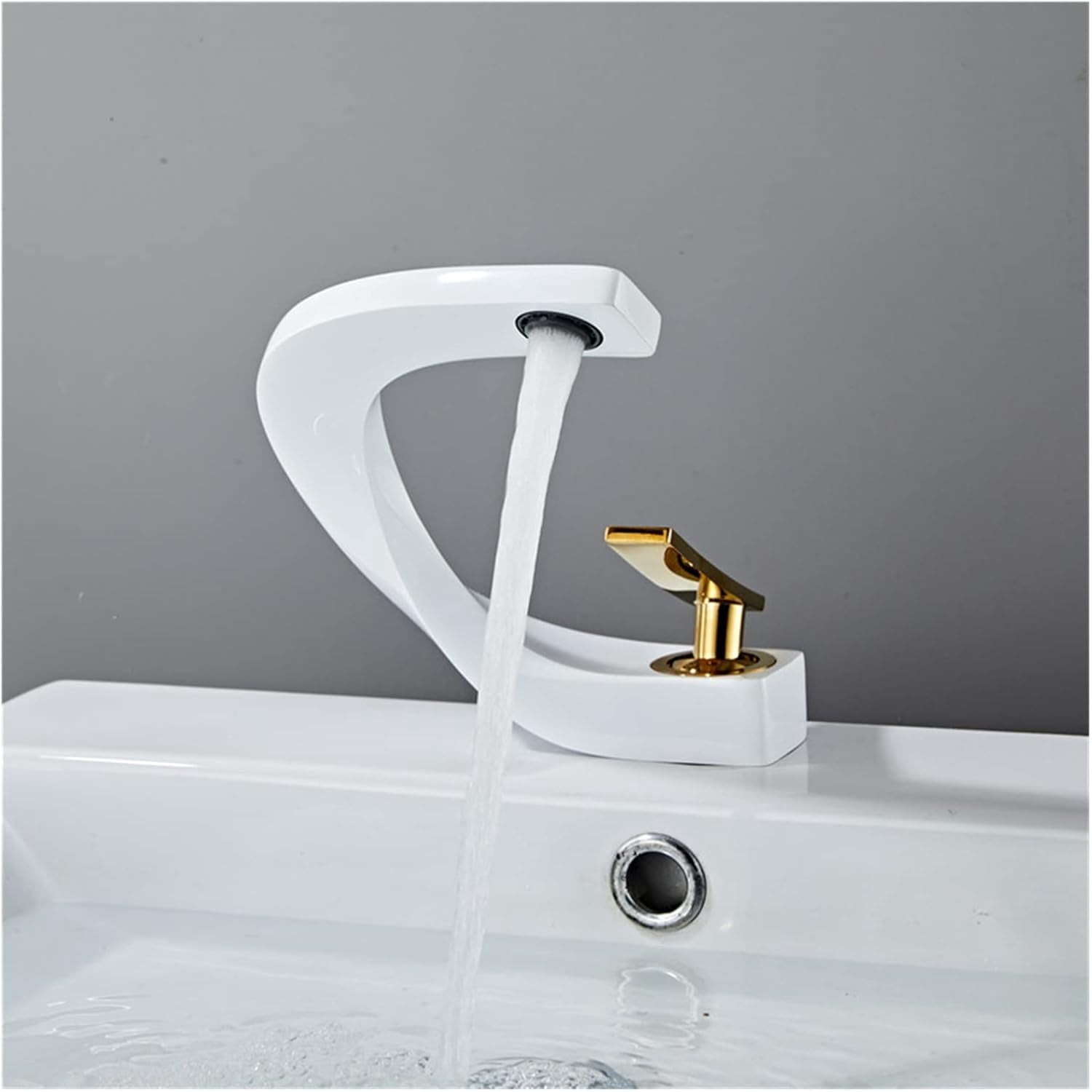 Basin Faucets Modern Bathroom Mixer Tap Brass Gold White Washbasin ...