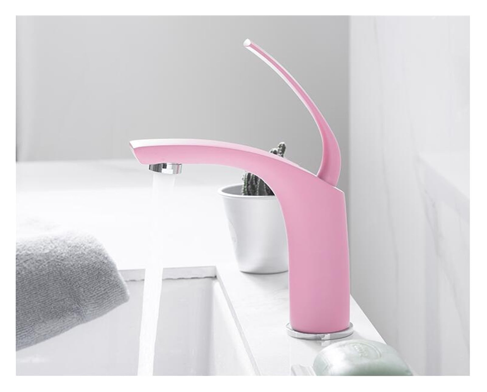 Basin Faucets Pink Love Color Waterfall Faucet Bathroom Faucet Hot and ...