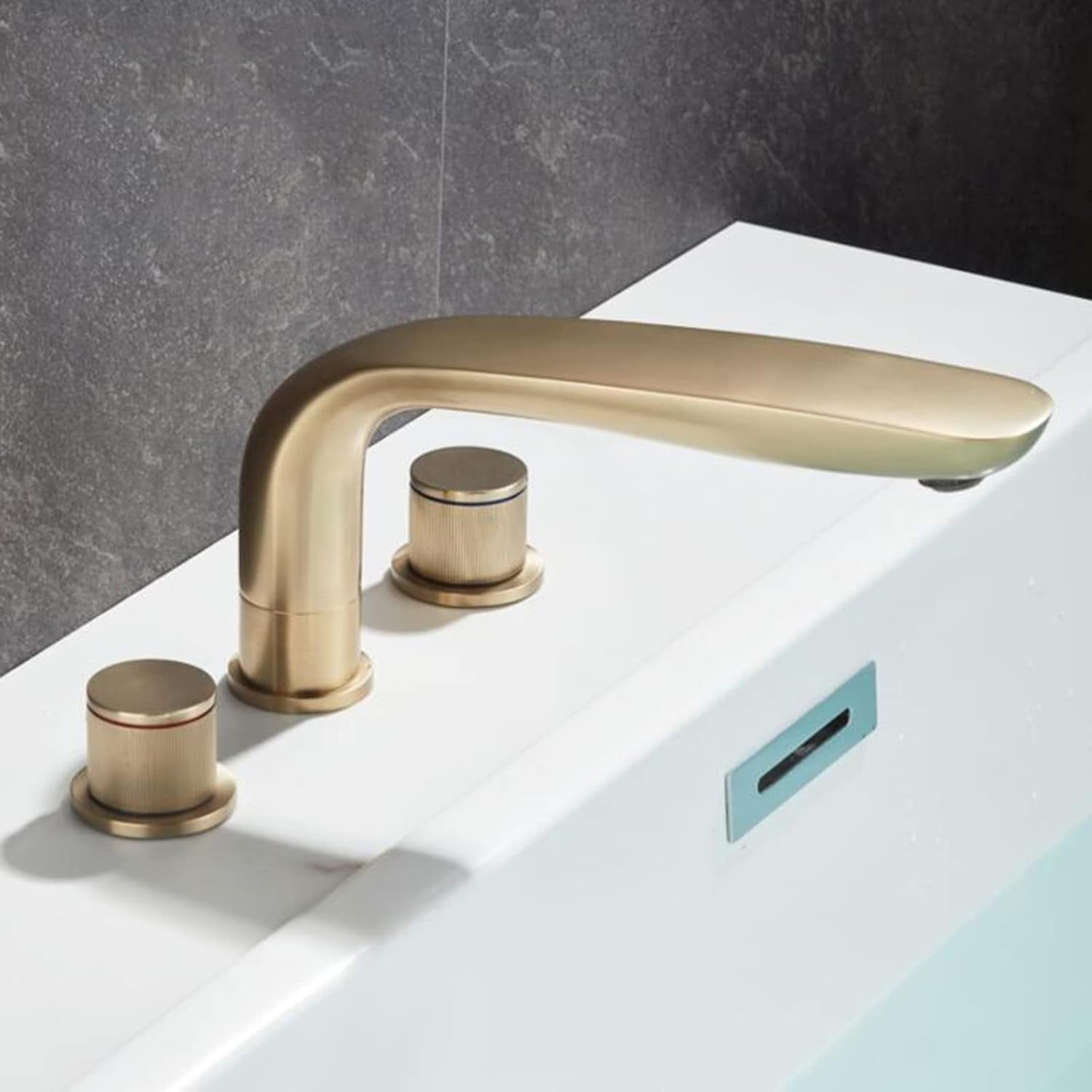 Basin Mixer Faucet 3 Hole Brass Hot and Cold Water Double Handle ...