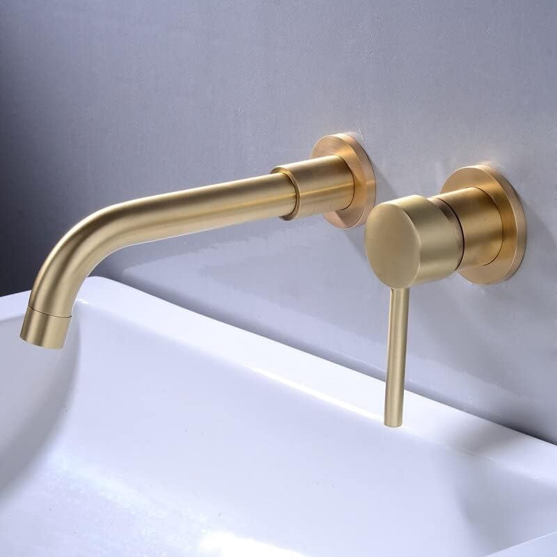 Basin Mixer Faucet Black Brass Wall Mounted Single Handle Mixer Tap Hot ...