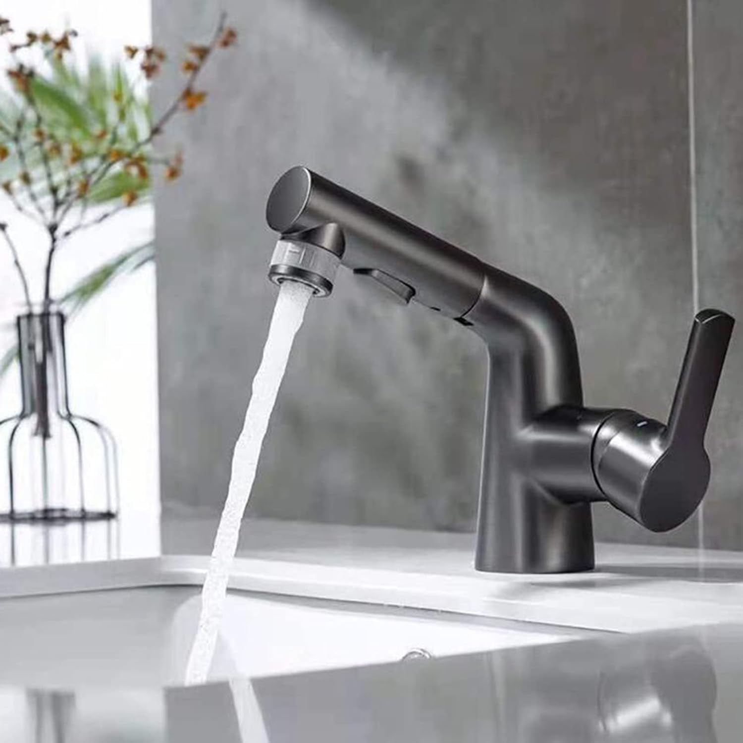 Basin Mixer Faucet with Pull Out Spray Brass 2 Patterns Hot and Cold ...