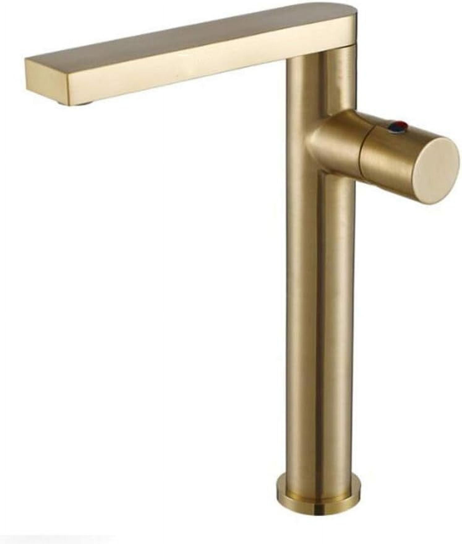 Basin Mixer Tap Tall Brushed Gold Brass Hot and Cold Rotating Single ...