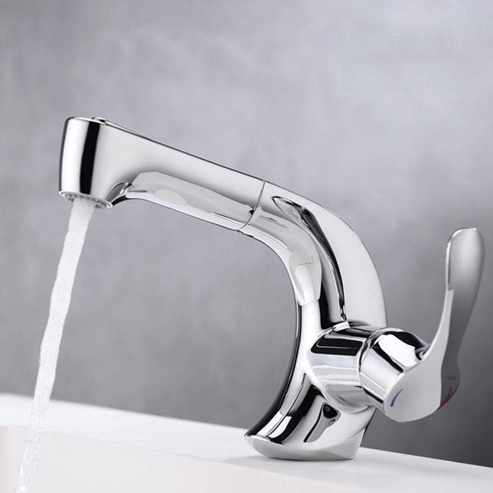 Basin Mixer Taps with Pull Out Spray Brass Hot and Cold 2 Modes Single ...
