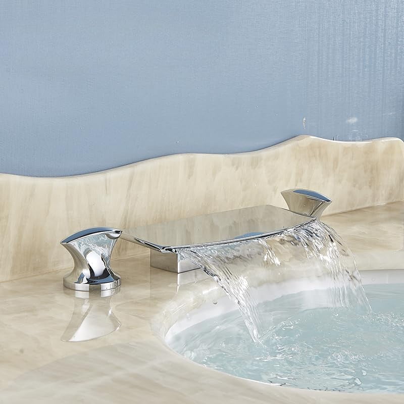 Basin Sink Faucet Dual HandleBathroom Washbasin Water Deck Mounted ...
