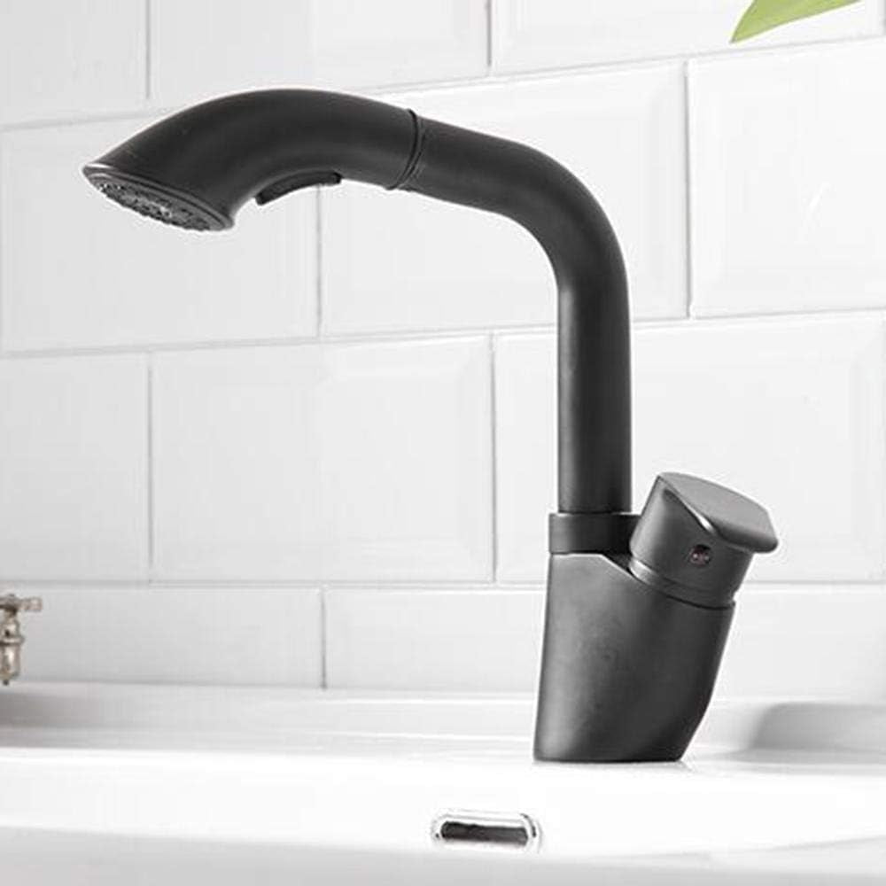 Basin Tap with Pull Out Spray Liftable 2 Modes Brass Single Hole Hot ...