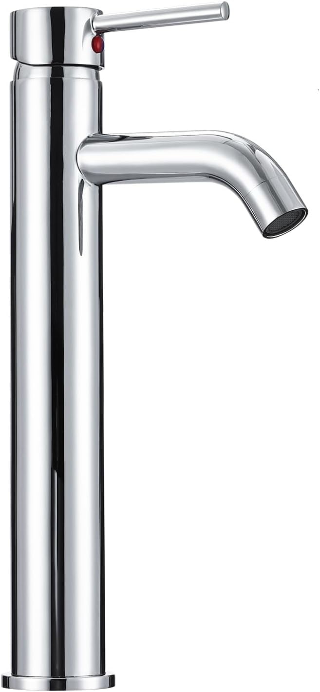 Basin Taps Tall Single Lever Chrome Bathroom Sink Basin Mixer Tap High ...