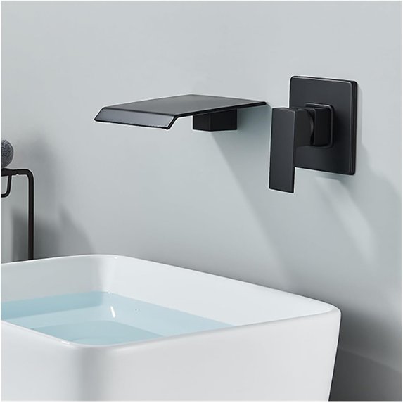 Basin Waterfall Faucet Wall Mounted Sink Faucet Single Handle Hot and ...