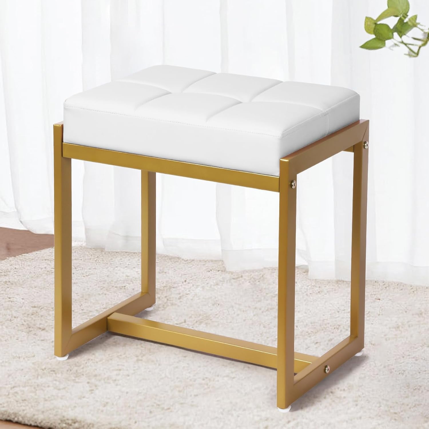 Basin stool, dresser stool for dressing room, faux leather small makeup ...