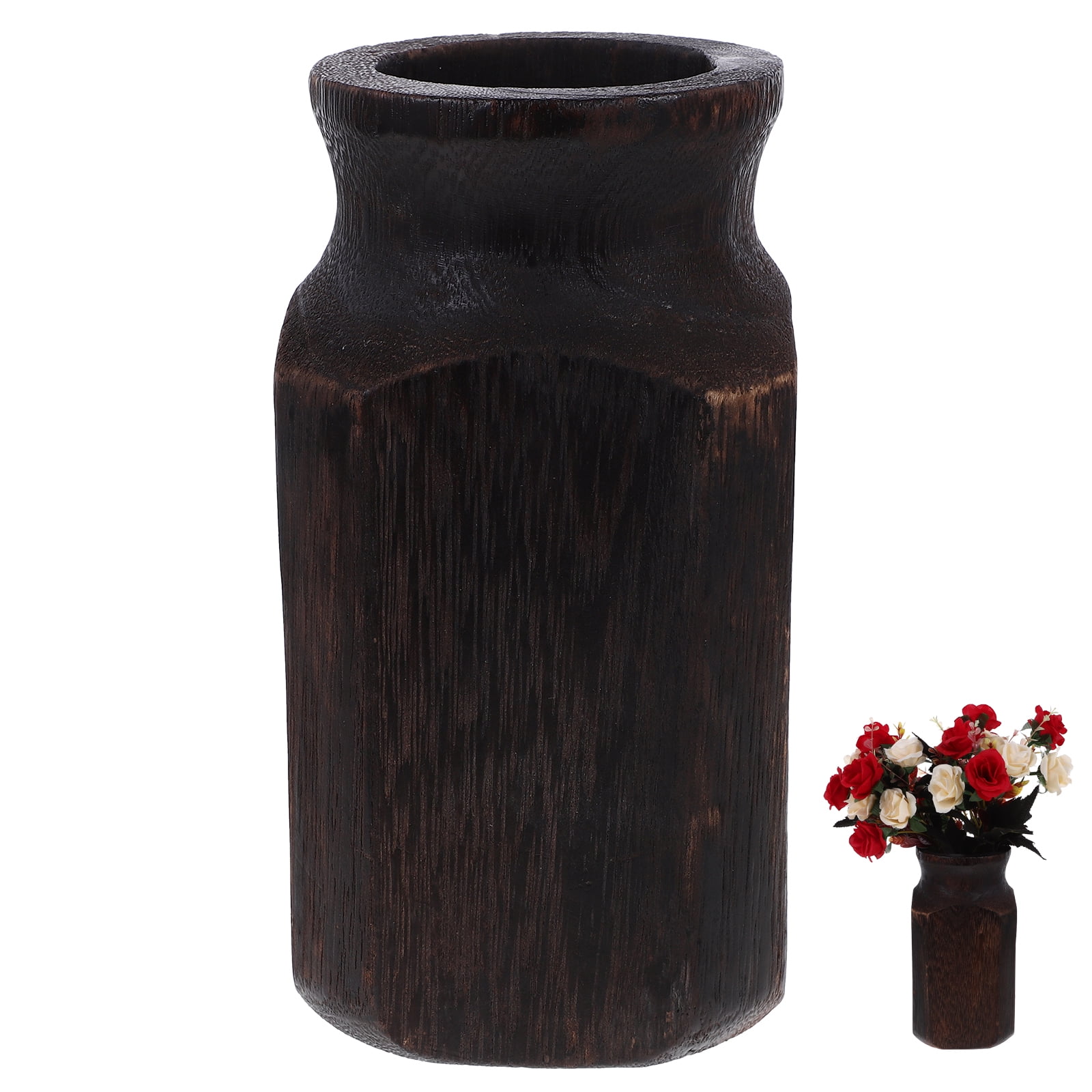 HONMEET Natural Wood Flower Vase Black 1Pcs - Walmart.com
