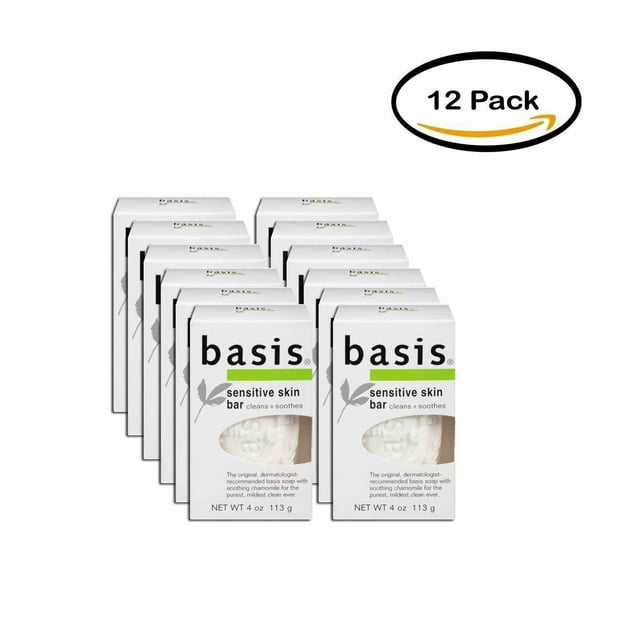 Basis Gentle, Fragrance-Free Bar Soap for Sensitive Skin - 4 Oz., 12 ...