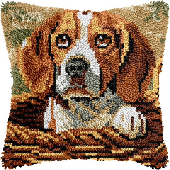 Basket Beagle Latch Hook Pillow Kits Pillow Cover Pattern Printed ...