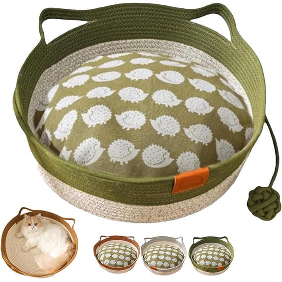 Basket for Cats with Durable Cotton Rope Weave,Handwoven Cat Basket ...
