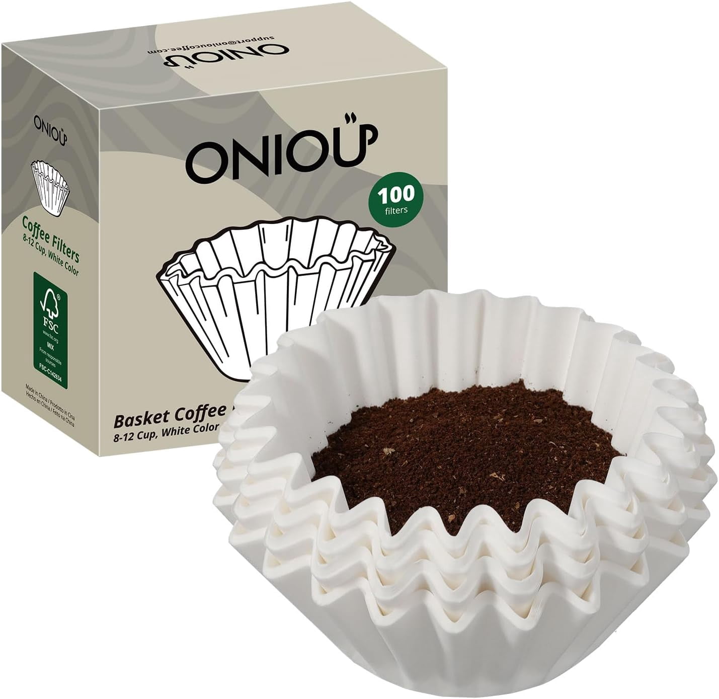 Basket Coffee Filters 8-12 Cup, 100 Count Flat Bottom Paper Filters for ...
