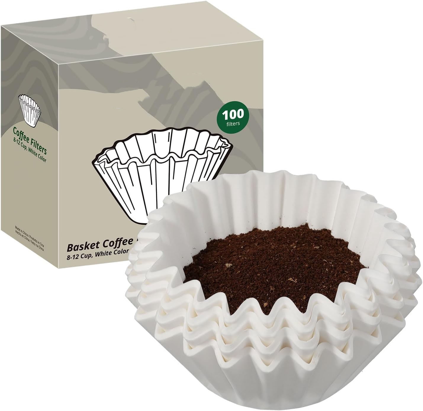Basket Coffee Filters, Flat Bottom Paper Filters for Drip Coffee Makers ...