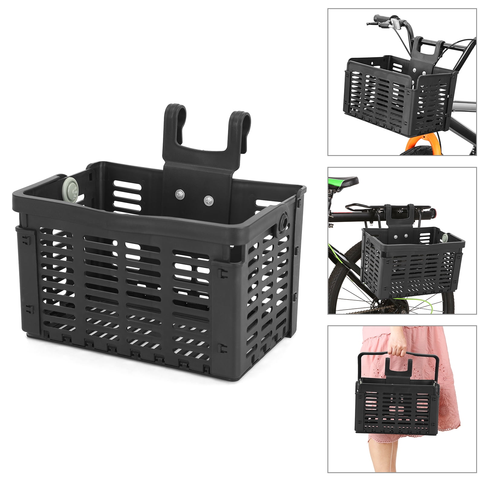 Basket Folding Bike Basket Detachable Plastic Bike Handlebar Front ...