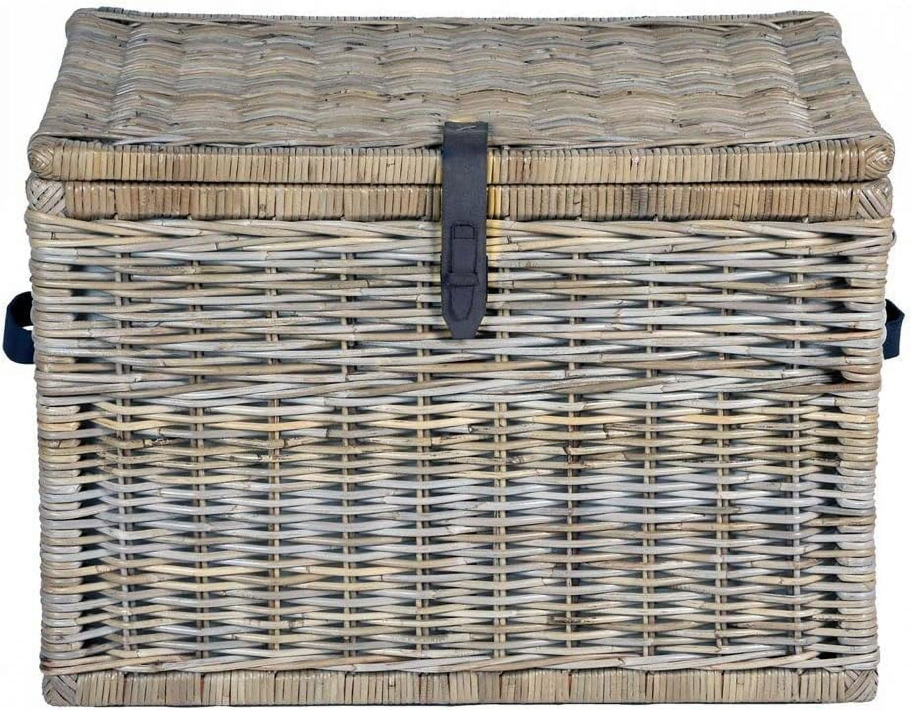 The Basket Lady Handwoven Deep Wicker Storage Trunk, Natural Rattan ...