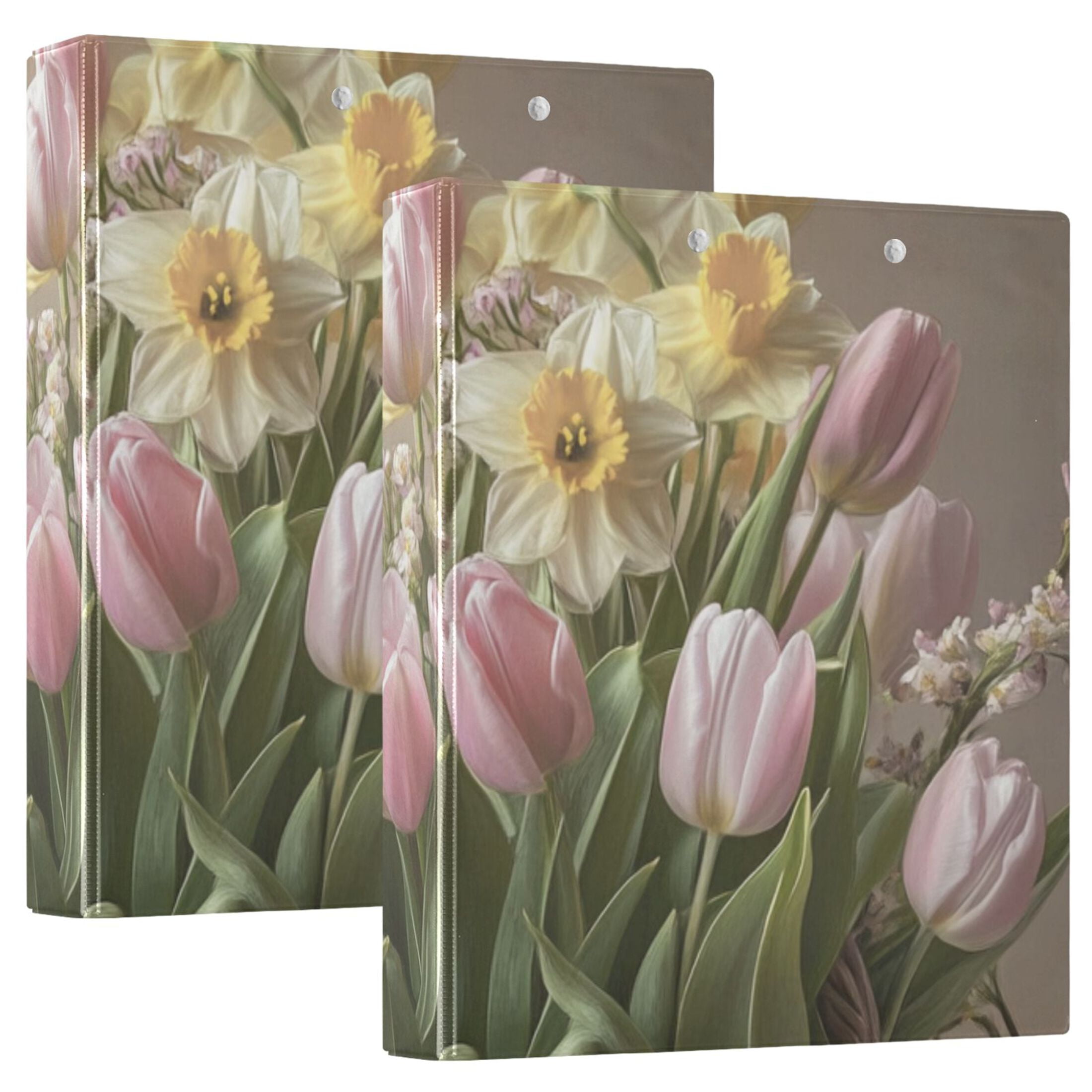 Basket Of Tulips Flowers Easter Eggs Round Ring Binder 3 Rings 1.5 ...