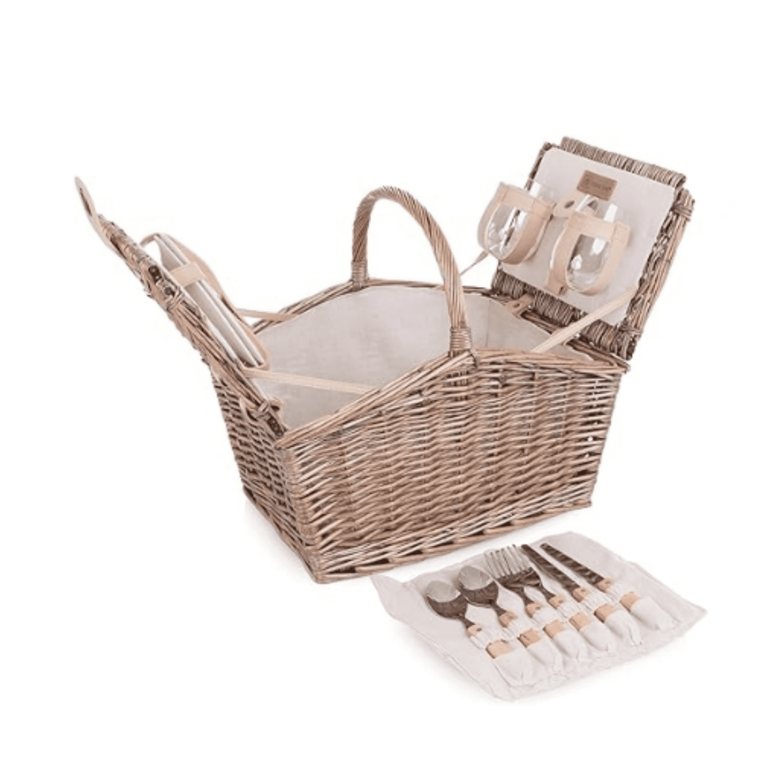 Basket, Romantic Picnic Basket for 2 with Picnic Set - Includes Utensil ...