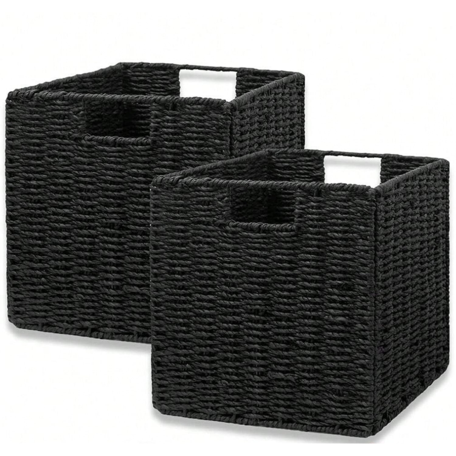 Basket, Set Of 2 Pcs Basket, Hand-Woven Paper String Storage Baskets ...