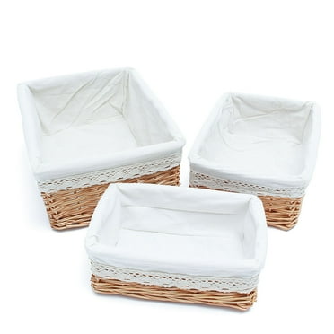 LTONLINE Wicker Storage Baskets with Wooden Handles, Small Decorative ...