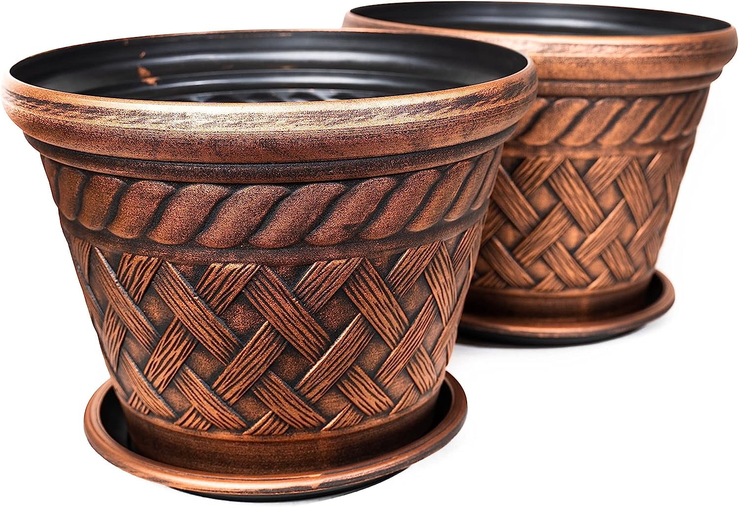 Basket Weave Pattern 2 Pack French Country Look (2 Pots Matching ...