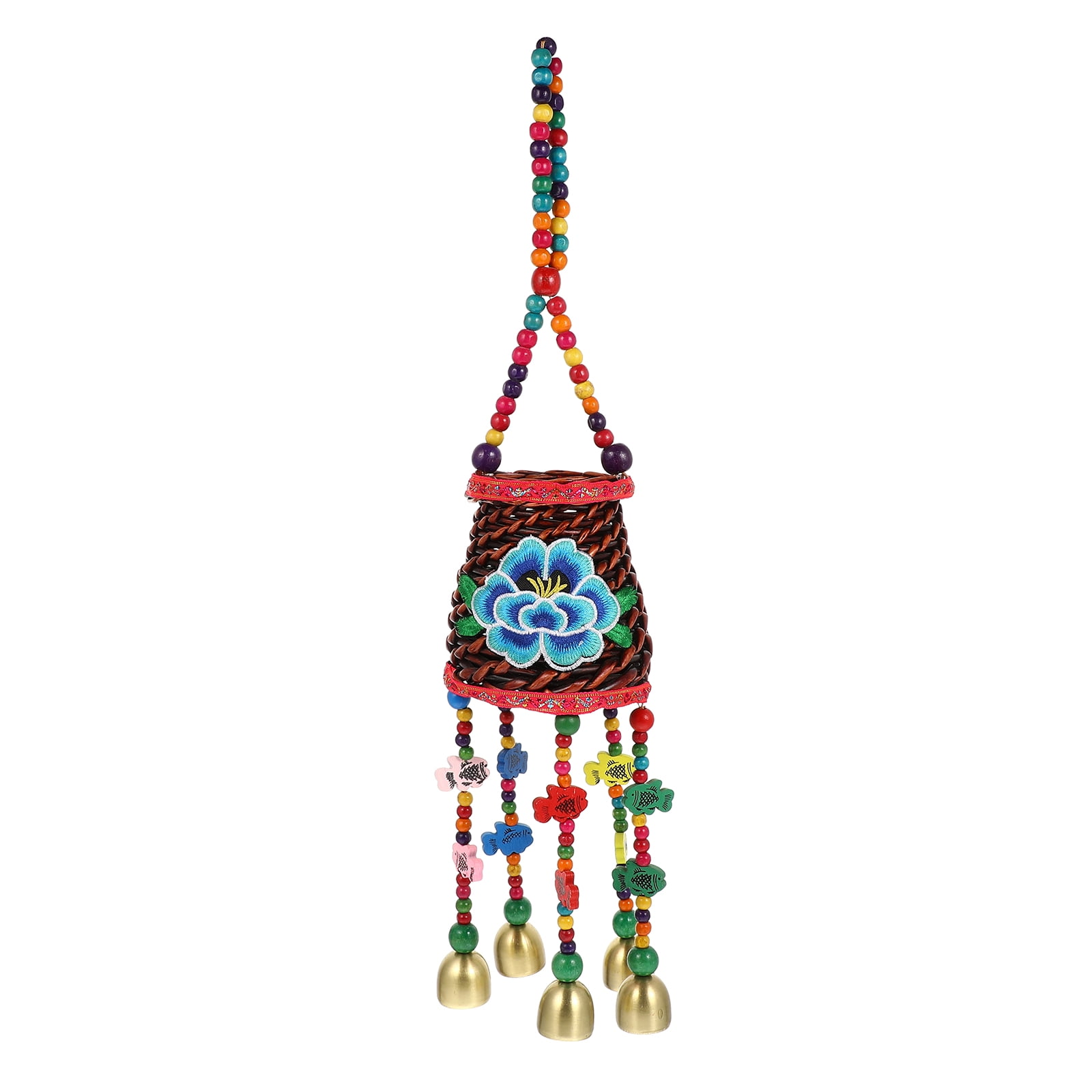 Basket Wind Woven Flower Chime Planter Hanging Plant Chimes Storage ...