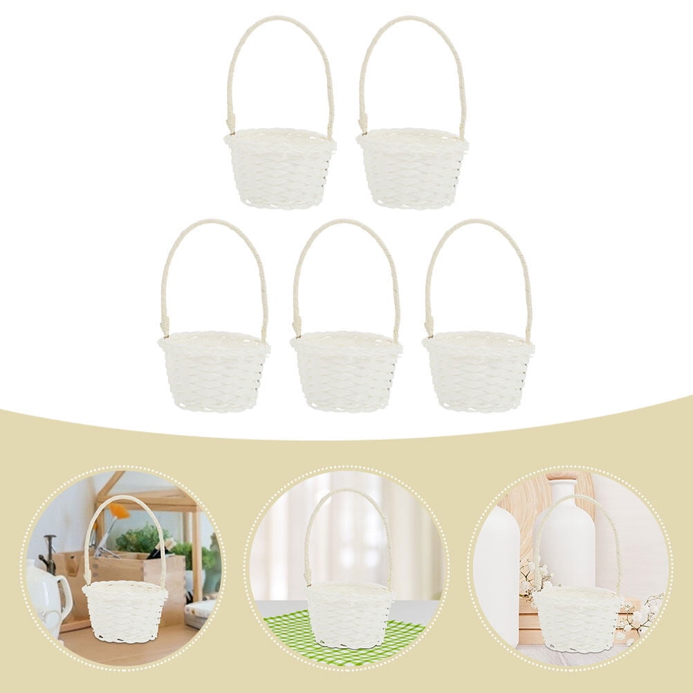 5pcs Plastic Rattan Baskets in Pastoral Style Small Flower and Fruit ...