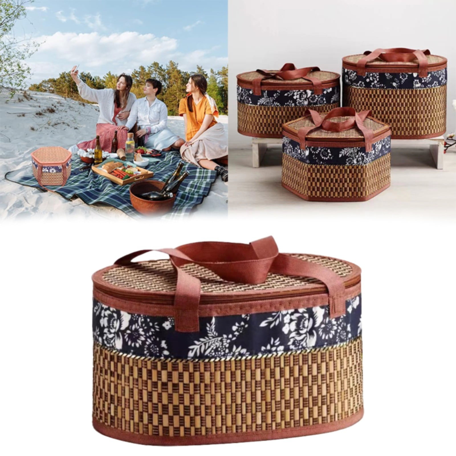 Basket Woven Picnic Storage Rattan Wicker Egg Serving Gift Baskets Food ...