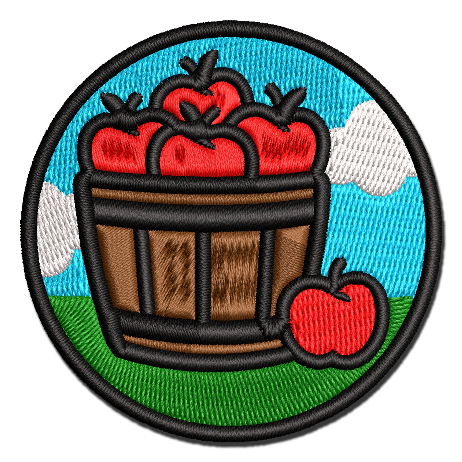 Basket of Apples Fruit Fall Applique Multi-Color Embroidered Iron-On ...