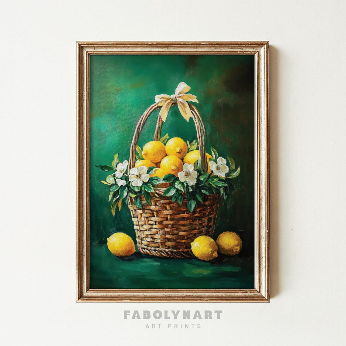 Basket of Lemons Wall Art Print, Country Kitchen, Rustic Farmhouse ...