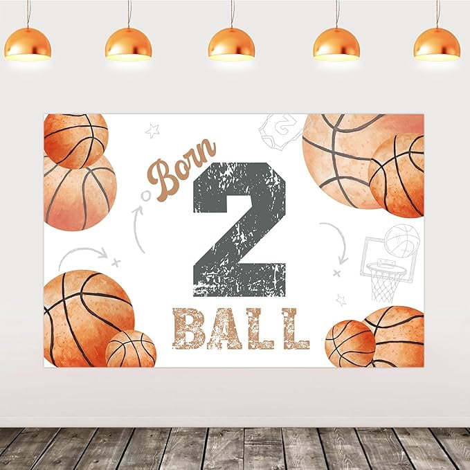 Basketball 2nd Birthday Party Decorations, 5 x 3 ft Born 2 Ball ...