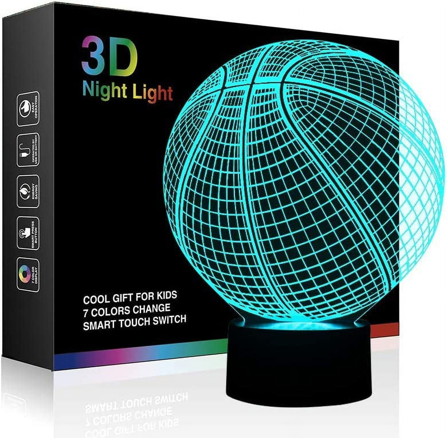 Basketball 3D Illusion Lamp, LED Night Lights for Kids Birthday Gift 7 ...