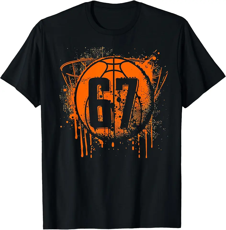 Basketball 67 Six Seven Alpha Slang 6 7 Meme Kids Teachers T-Shirt ...