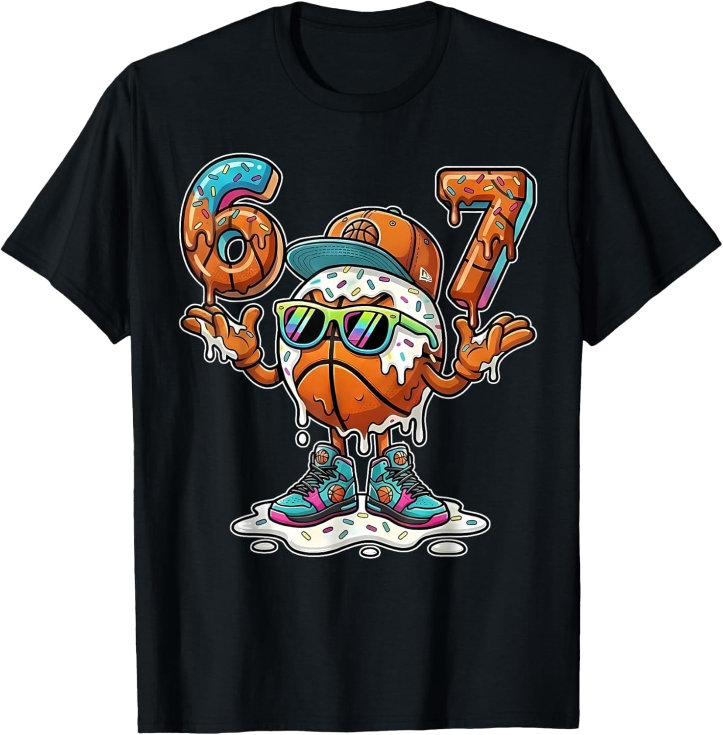 Basketball 67 Six Seven Funny Gen Alpha Meme Drip T-Shirt- American ...