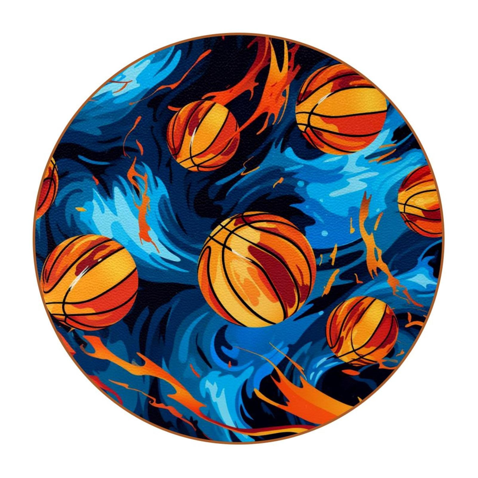 Basketball 6PCS Round Coasters, Microfiber Leather Drink Coasters Set ...