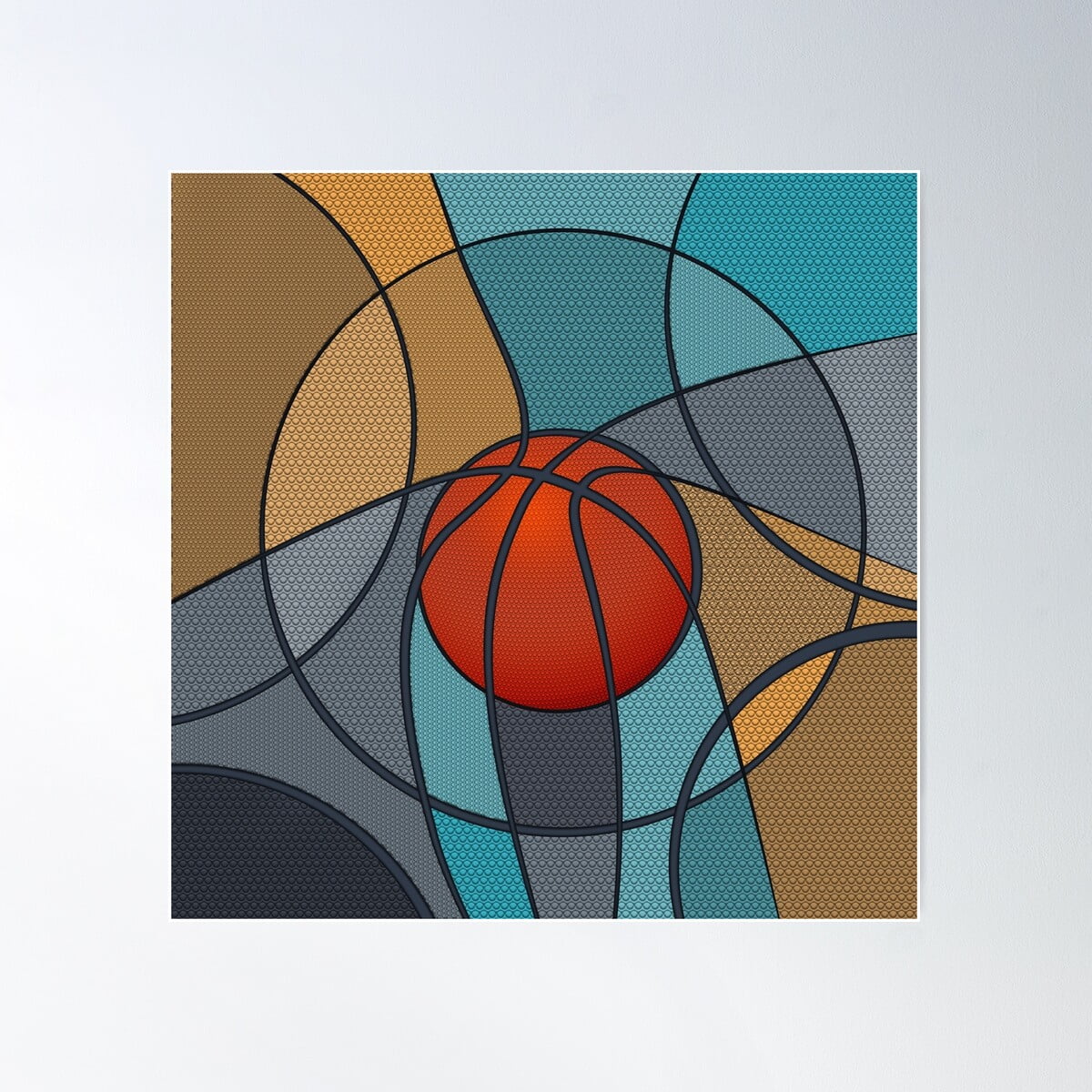 Basketball Abstract Art Composition Poster Wall Art, Modern Wall Decor ...
