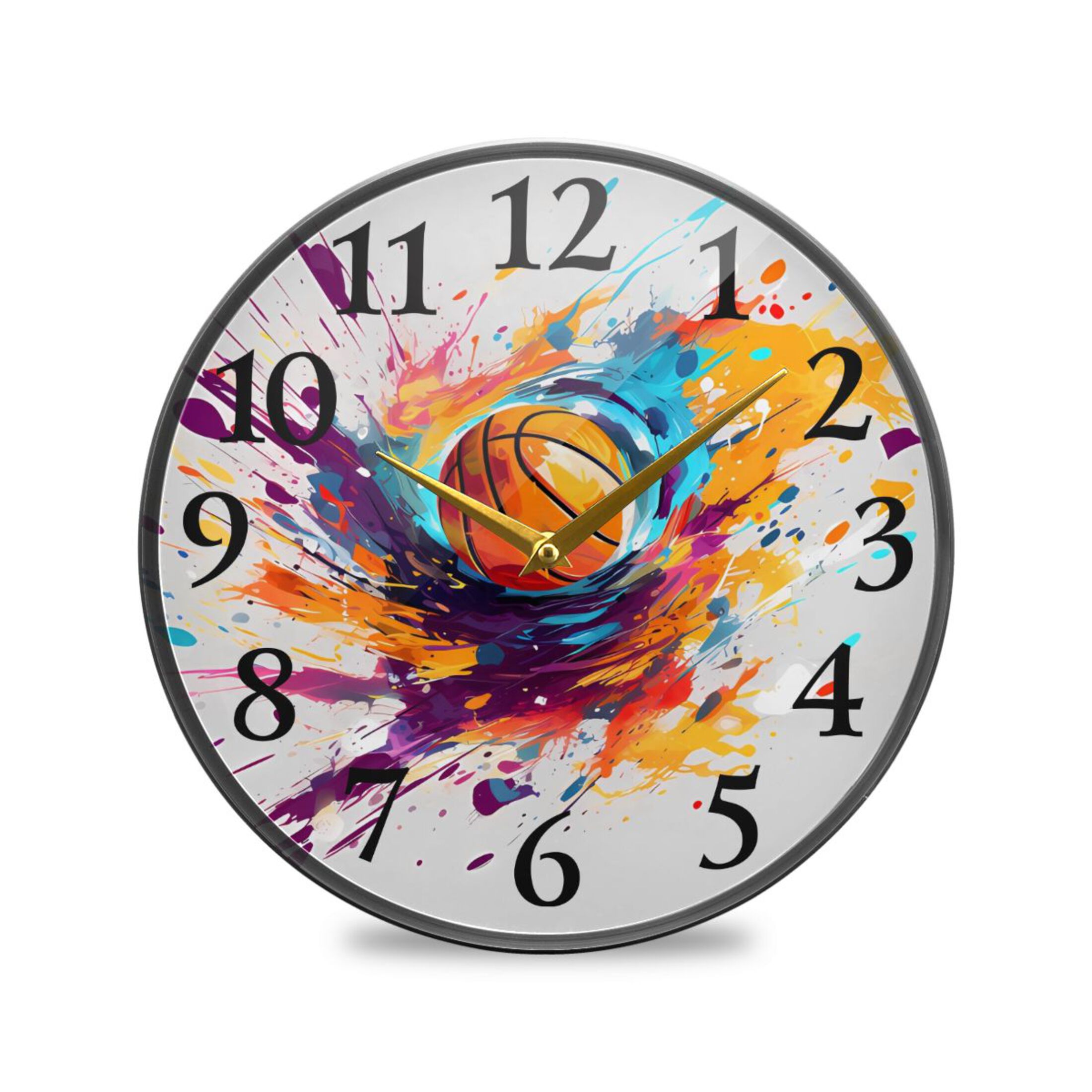Basketball Abstract Wall Clocks Battery Operated 11.9 Inch Round Clock ...