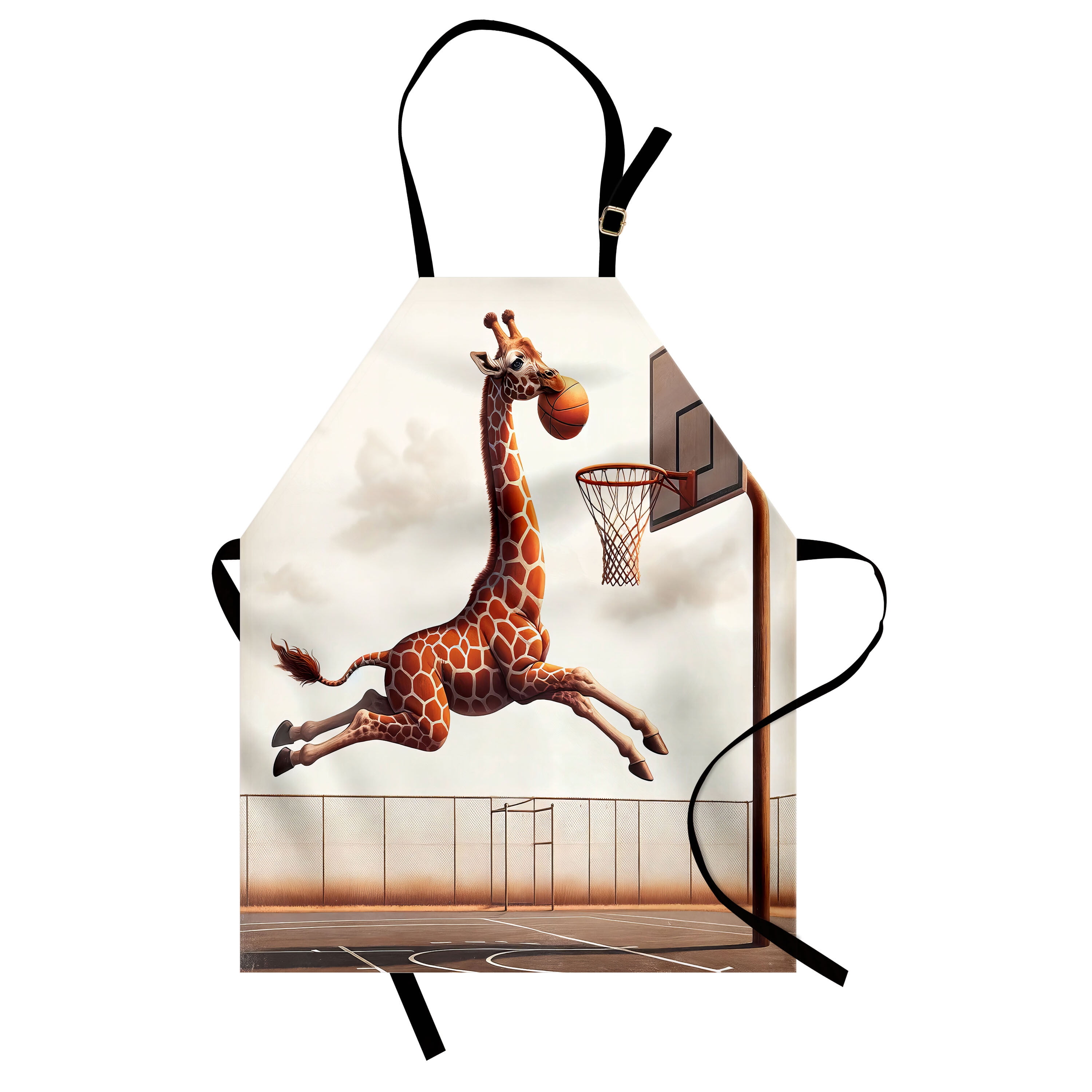 Basketball Apron, Humor Themed Funny Giraffe Character Slam Dunking Art ...