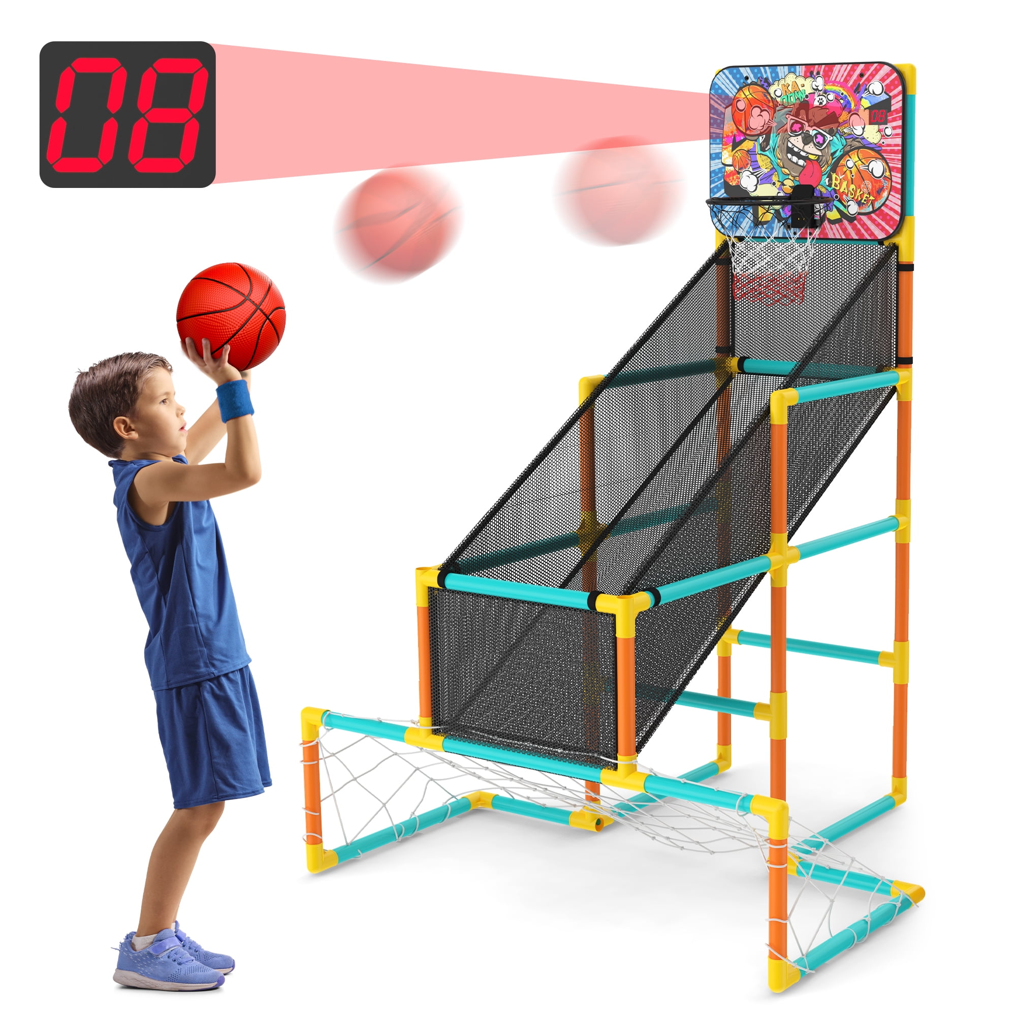 Basketball Arcade Game Set, 2 in 1 Indoor Outdoor Basketball Hoop and ...