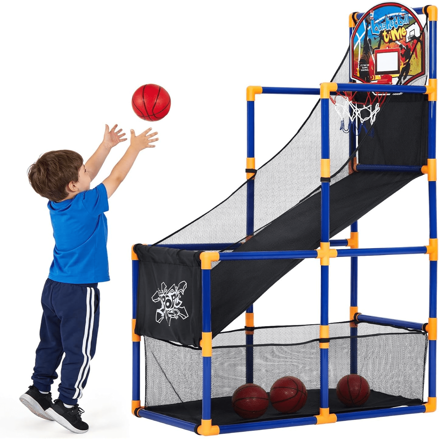Basketball Arcade Game Set with 4 Balls,Basketball Hoop with Height ...