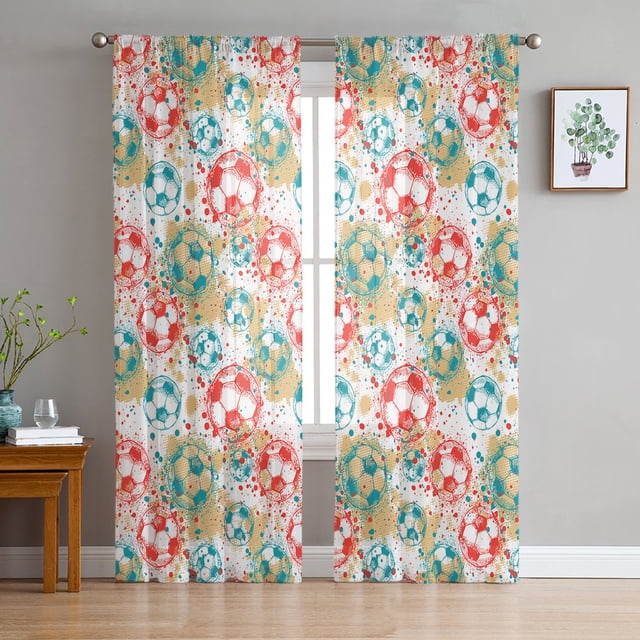 Basketball Arena Ball Stadium Chiffon Sheer Curtains for Living Room ...