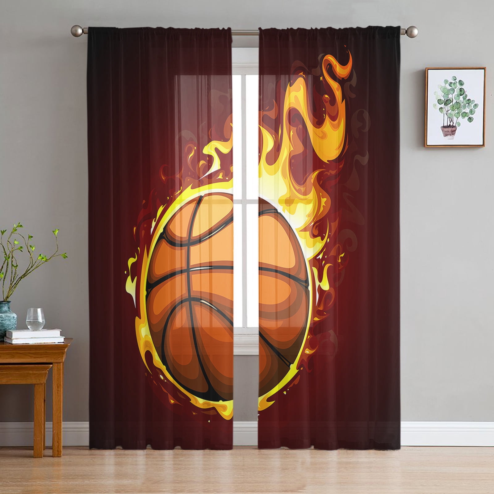 Basketball Arena Ball Stadium Chiffon Sheer Curtains for Living Room ...
