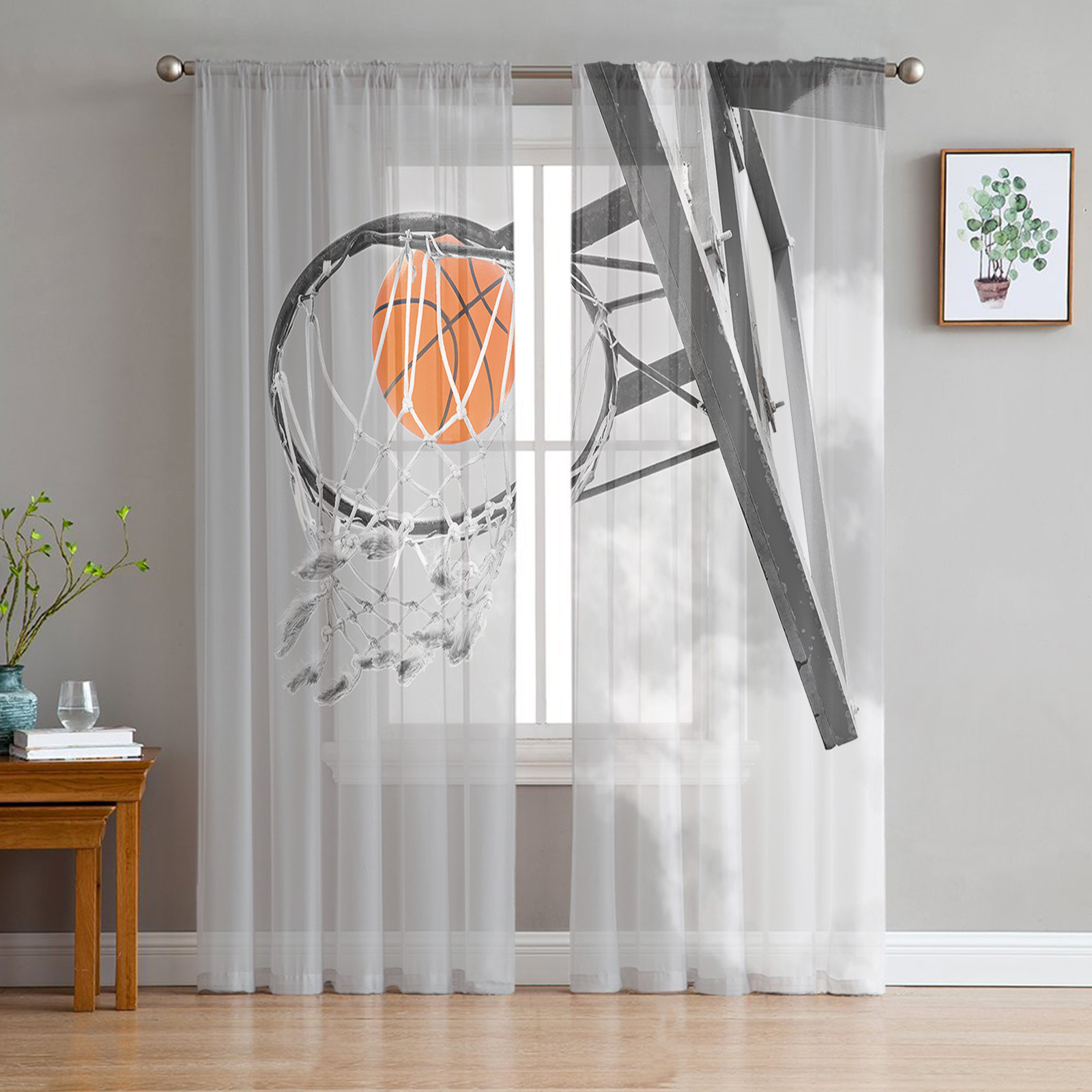 Basketball Arena Ball Stadium Chiffon Sheer Curtains for Living Room ...