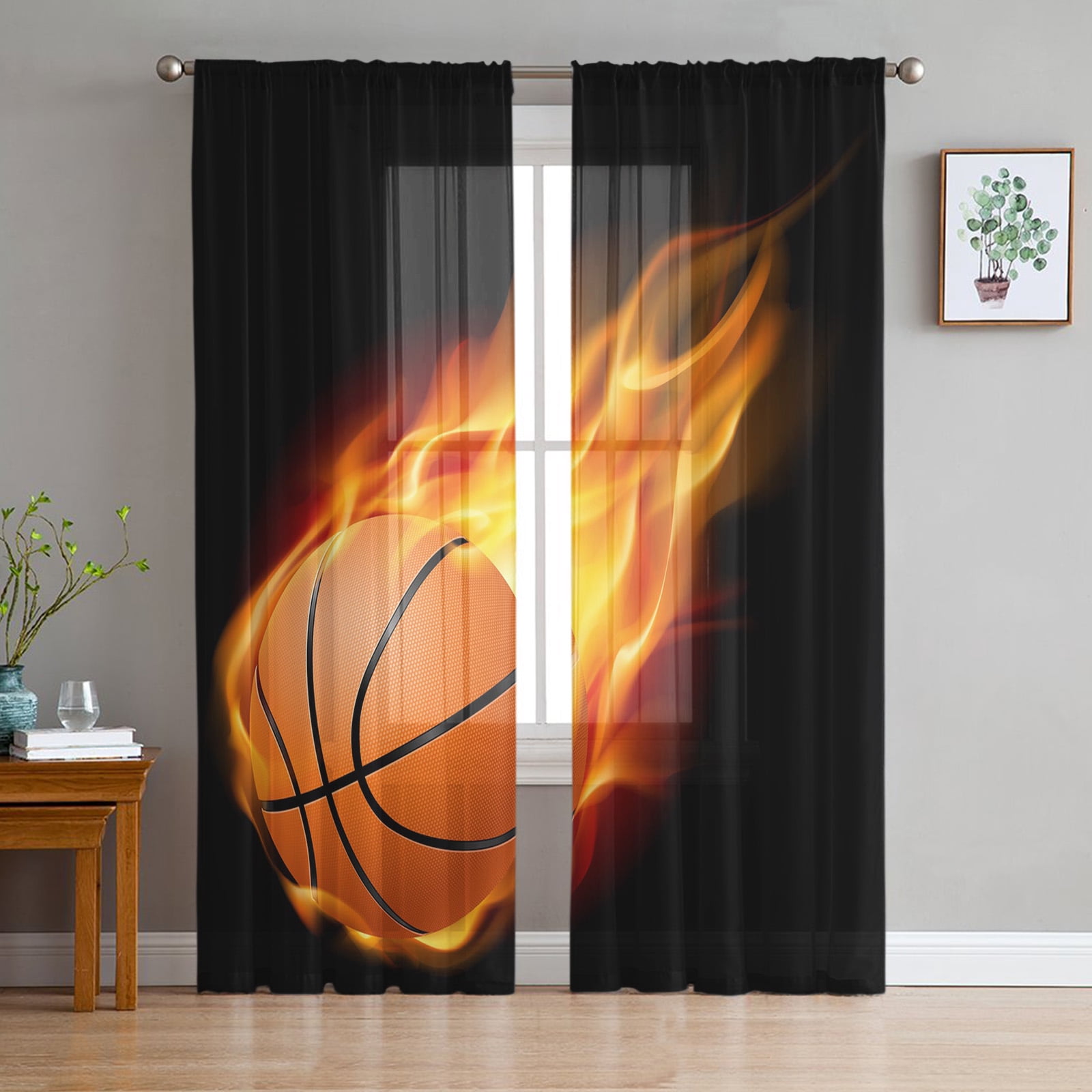 Basketball Arena Ball Stadium Chiffon Sheer Curtains for Living Room ...