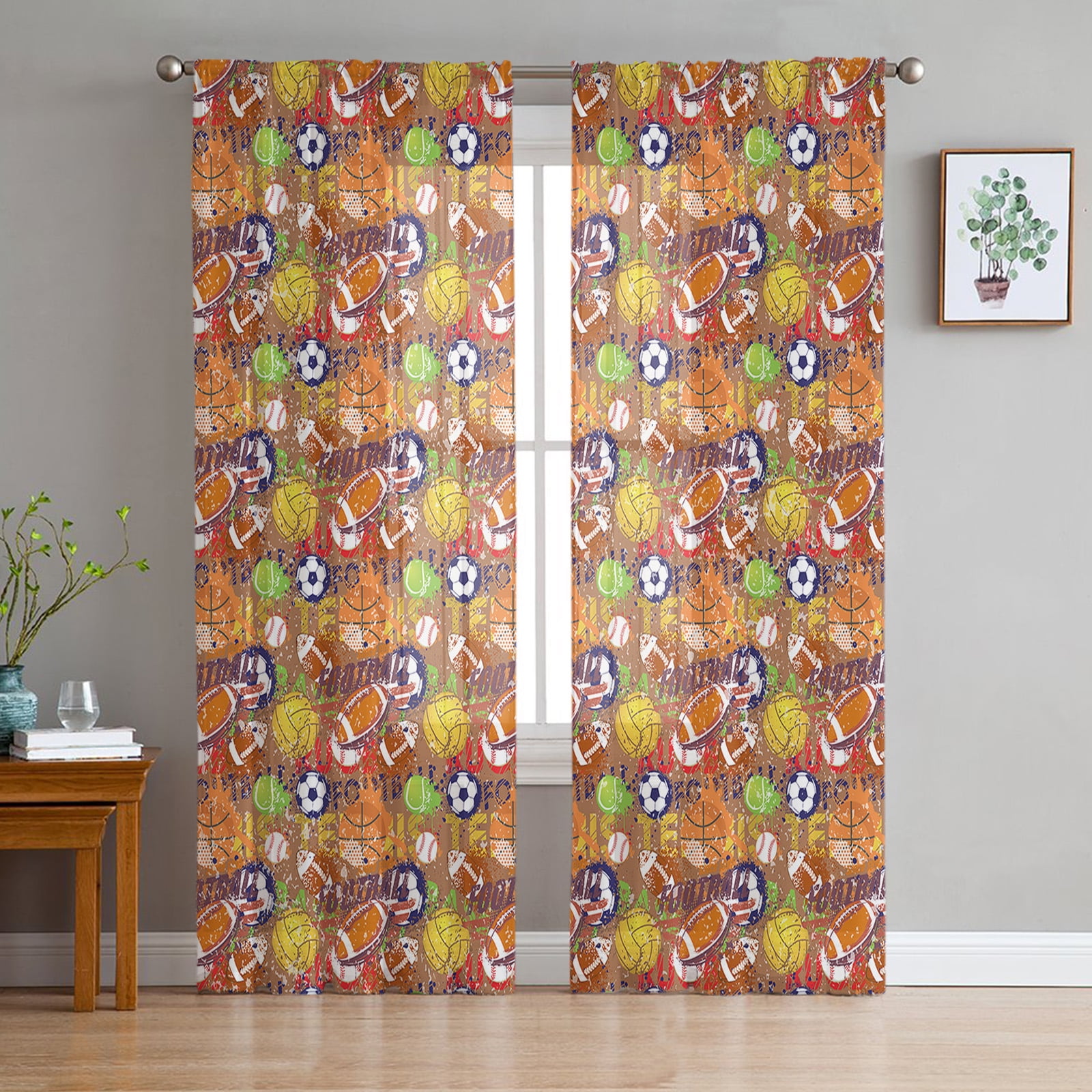 Basketball Arena Ball Stadium Chiffon Sheer Curtains for Living Room ...